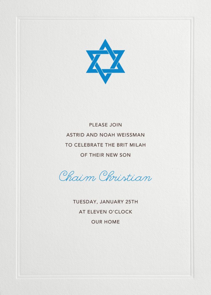 Standard - Bris/Baby Naming Invitation | Send online instantly | RSVP ...