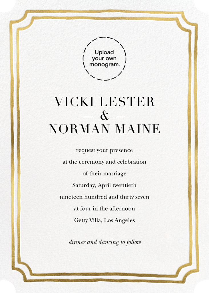 Double Border Indented Corners - Wedding Invitation | Send online ...
