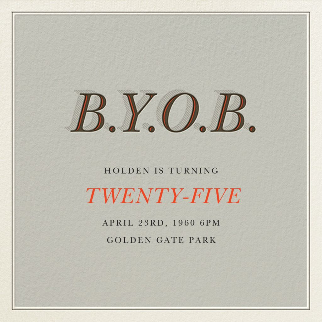 BYOB | Send online instantly | RSVP tracking