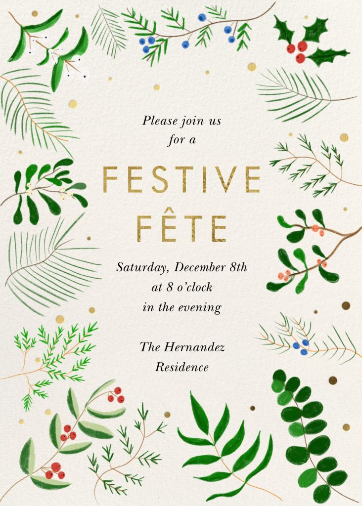 Fresh and Festive - Holiday Party Invitation | Send online instantly ...