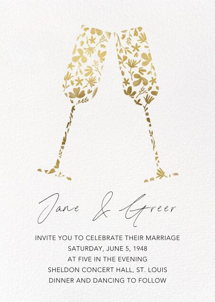 Floral Flutes - Wedding Invitation | Send online instantly | RSVP tracking