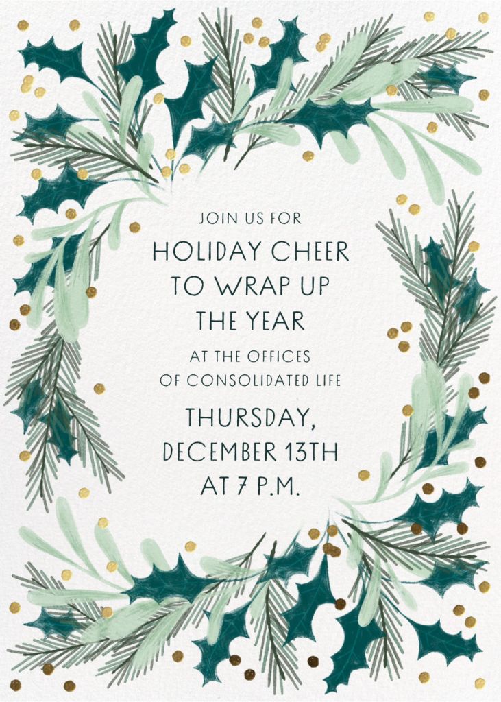 Loose Wreath - Corporate Holiday Party Invitation | Send online ...
