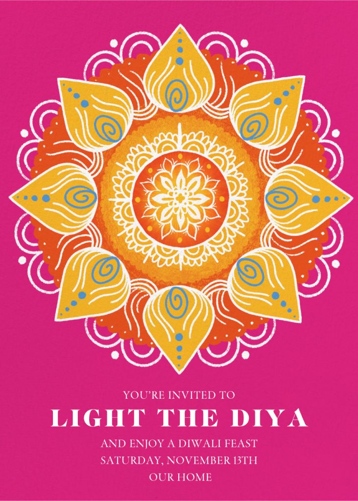 Bright Rangoli - Diwali Invitation | Send online instantly | RSVP tracking